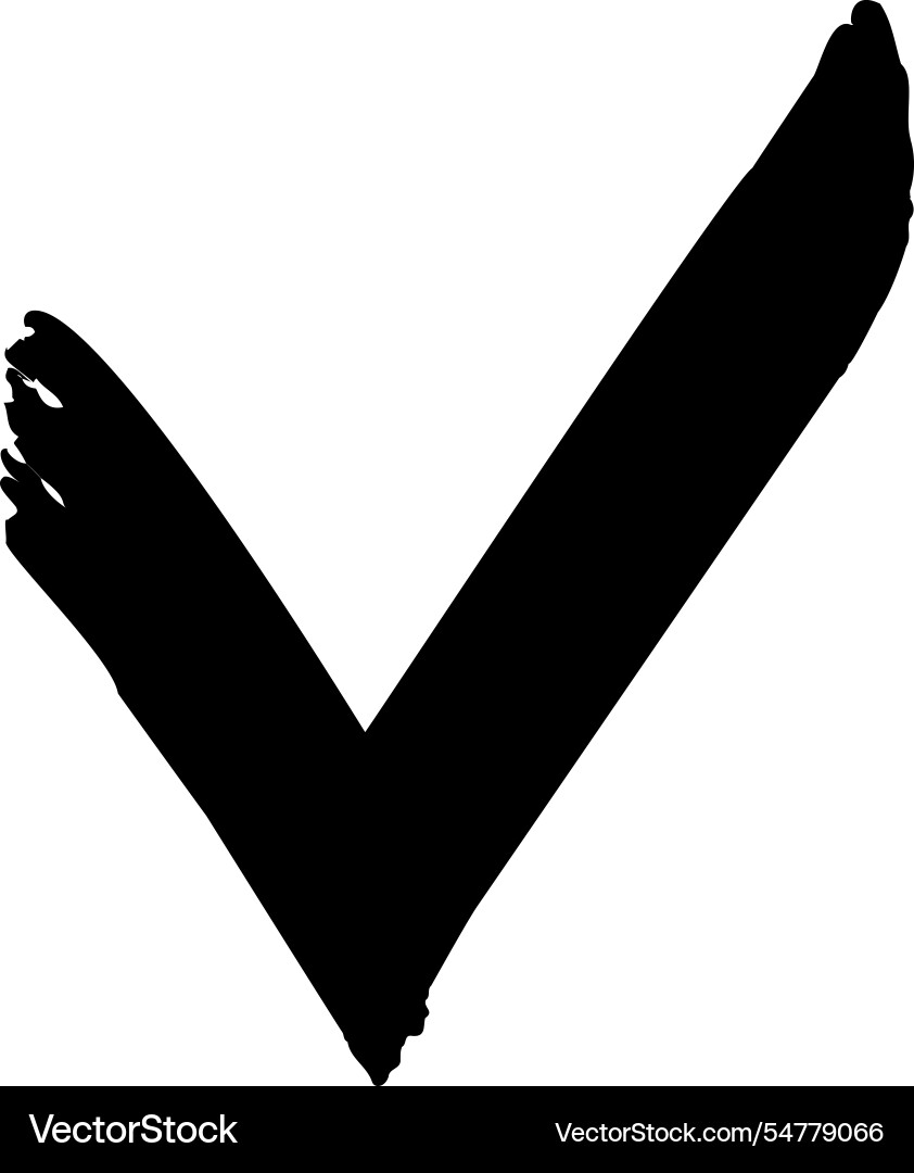 Check mark brushstroke confirmation symbol Vector Image