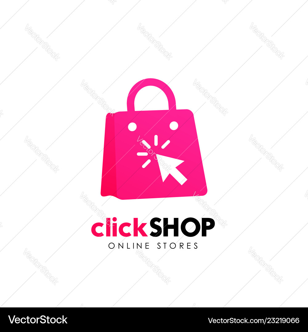 Click shop logo icon design online Royalty Free Vector Image