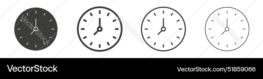 Clock line icon set work schedule deadline Vector Image