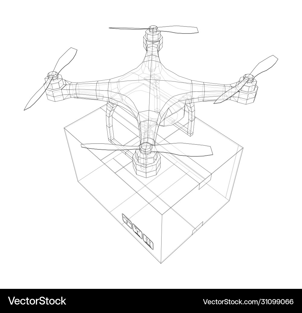 Delivery drone concept outline Royalty Free Vector Image