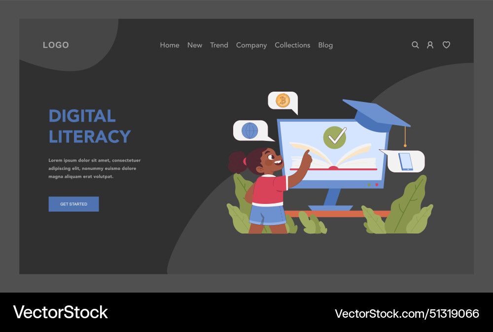 Digital literacy concept flat Royalty Free Vector Image