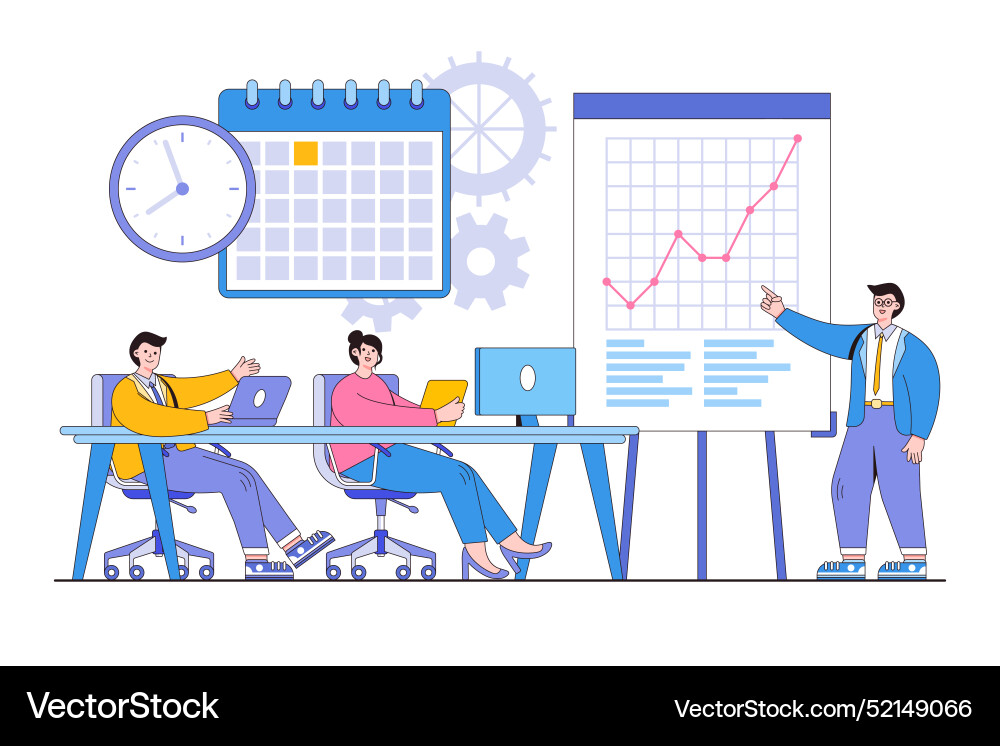 Flat group business team meeting and planning Vector Image
