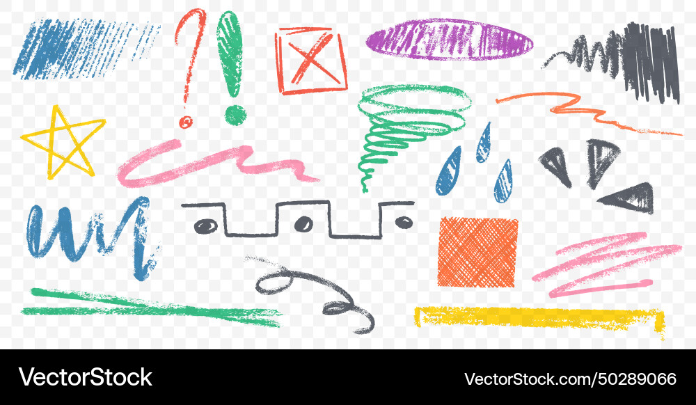 Freehand colorful crayon strokes charcoal pencil Vector Image