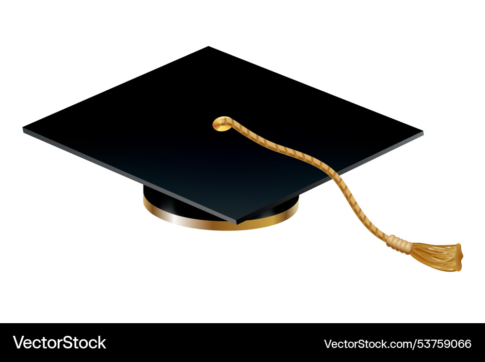 Graduation cap black educational student hat Vector Image