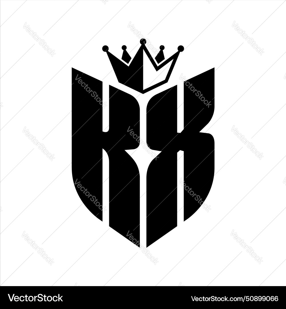 Kx letter monogram with shield shape crown Vector Image