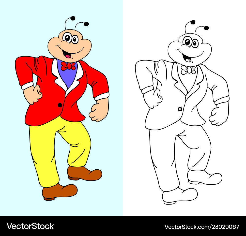 Ant cartoon line art Royalty Free Vector Image