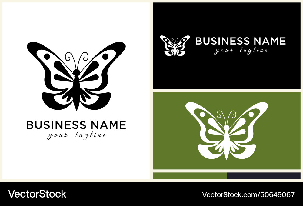 Butterfly line logo template Royalty Free Vector Image