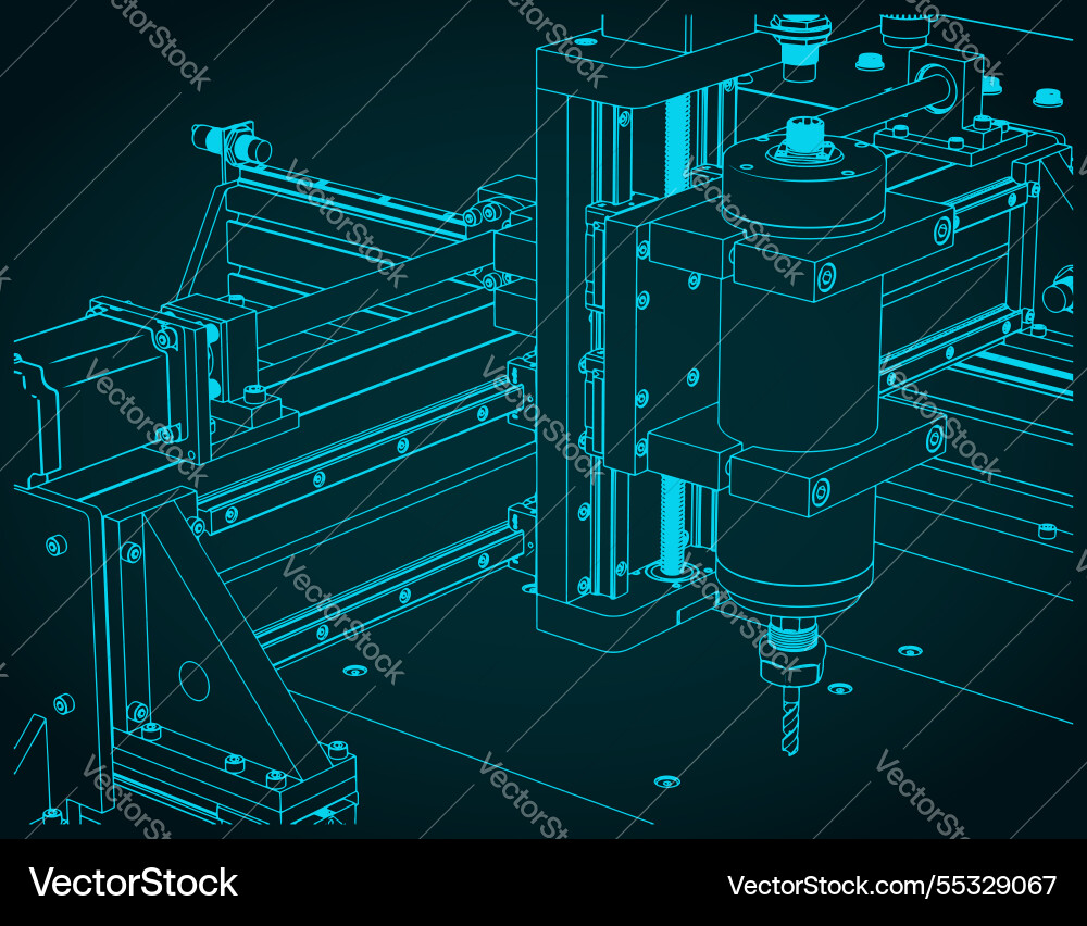 Cnc router sclose up Royalty Free Vector Image