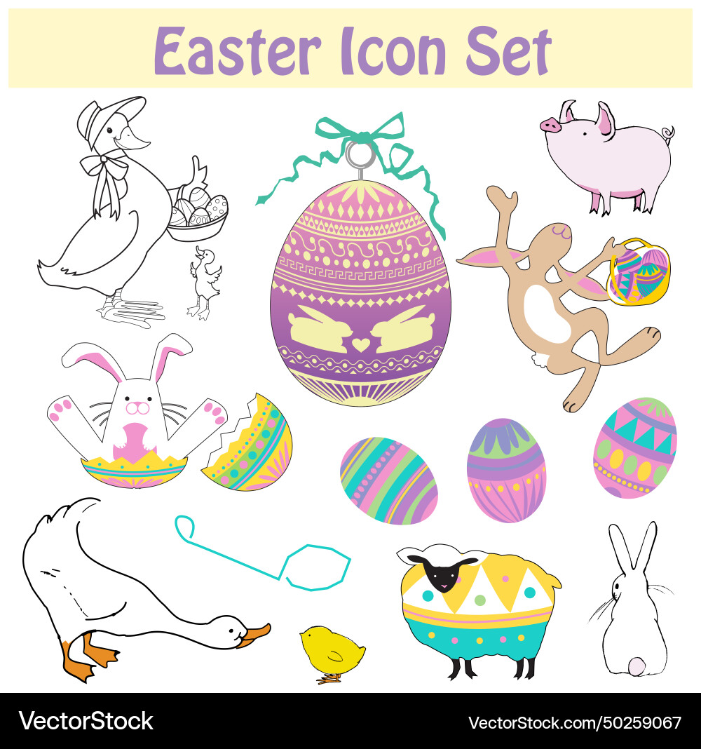 Easter icon set Royalty Free Vector Image - VectorStock