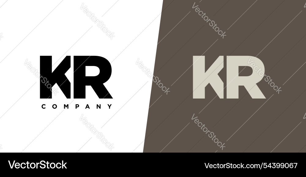 Letter k and r kr logo design template minimal Vector Image