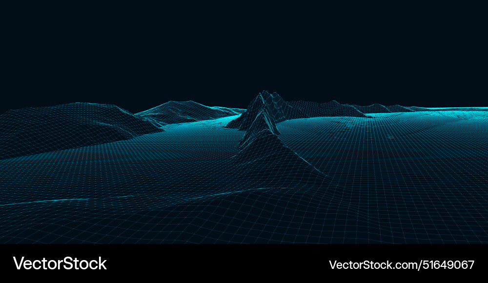 Retro wireframe digital landscape background Vector Image