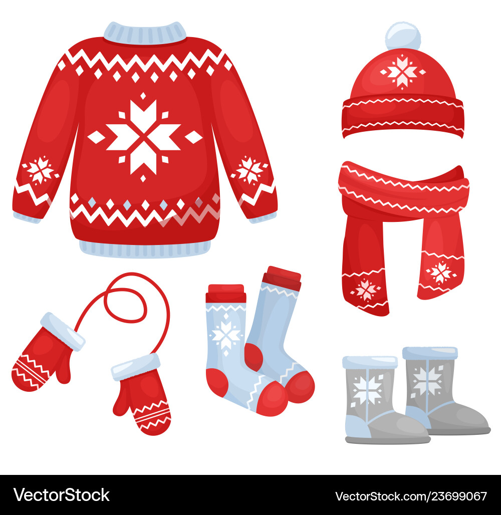 Winter clothes collection Royalty Free Vector Image