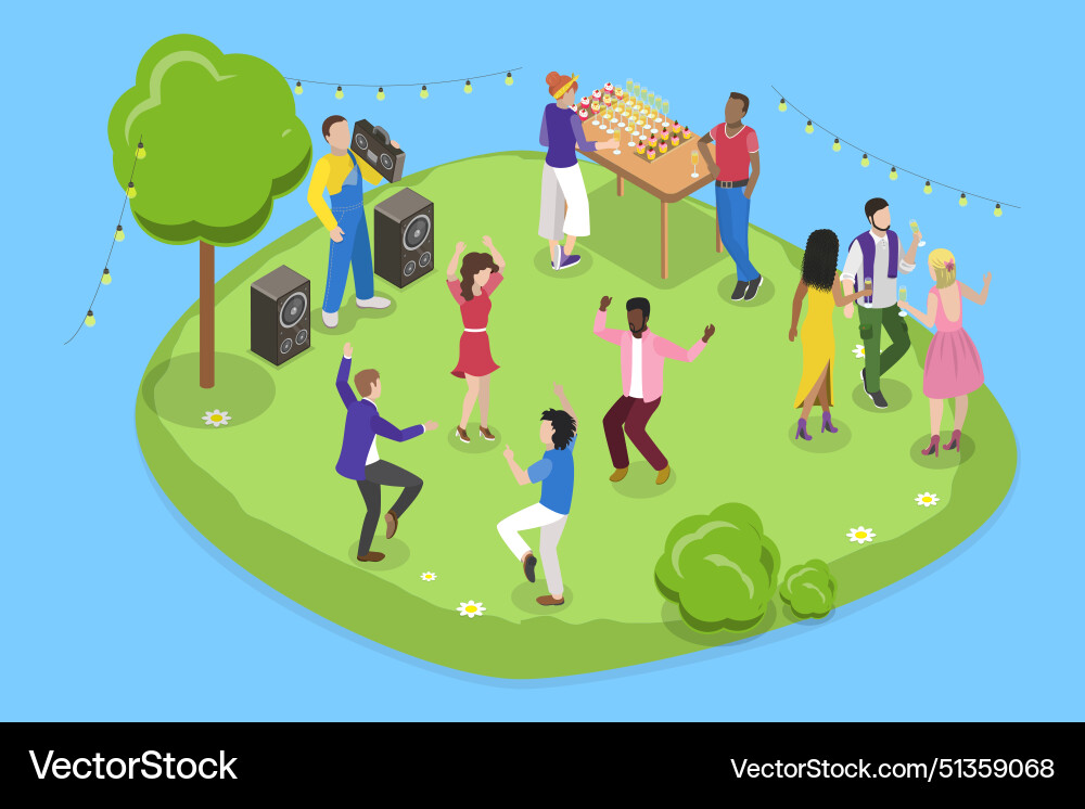 3d isometric flat of park fun Royalty Free Vector Image