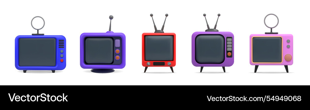 3d tv old television frame vintage screen Vector Image