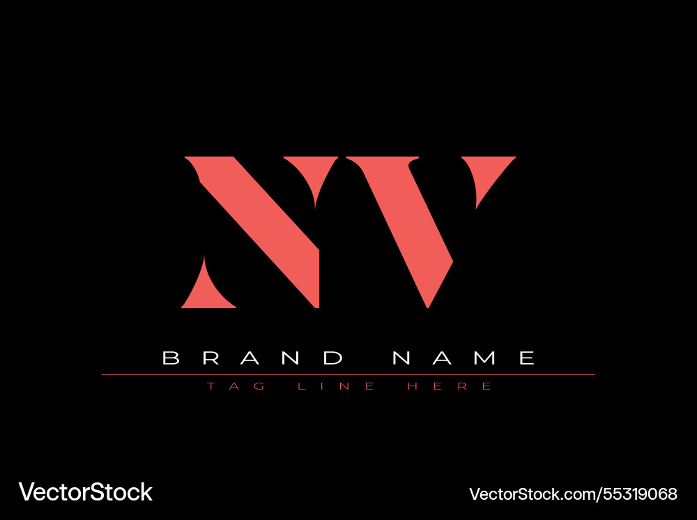 Abstract letter nv minimal logo design template Vector Image