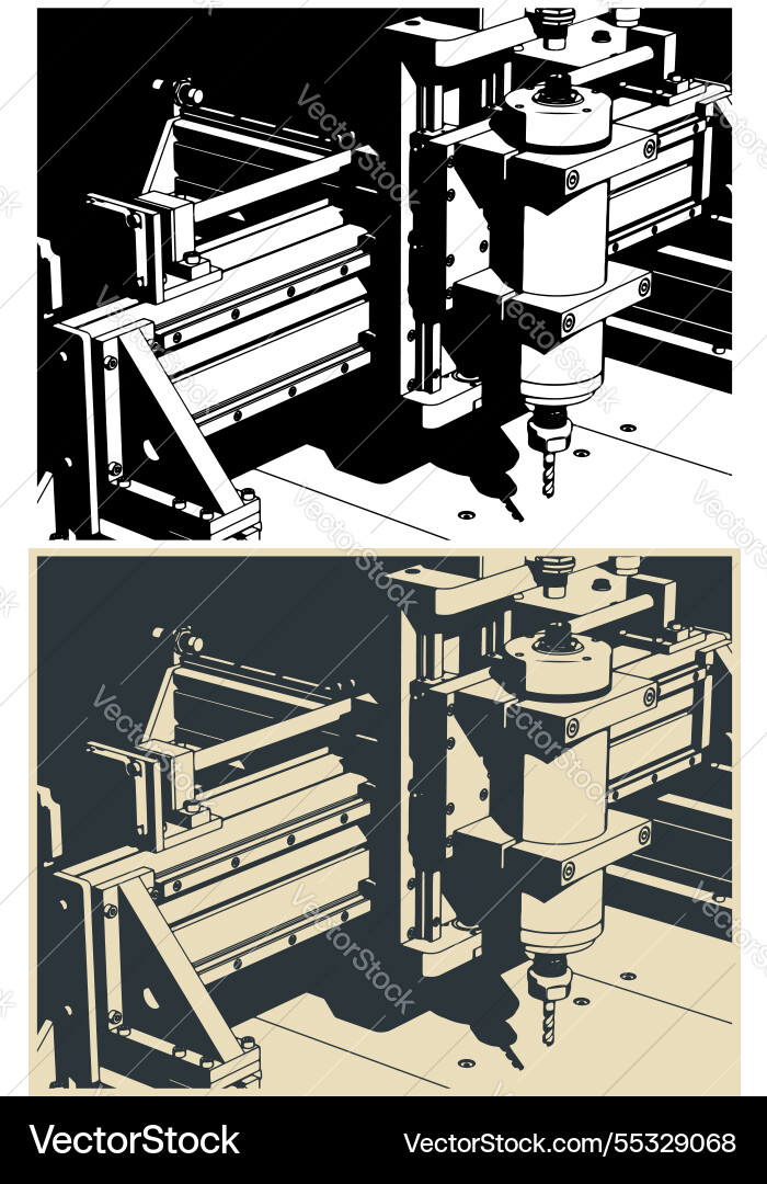 Cnc router sclose-up Royalty Free Vector Image