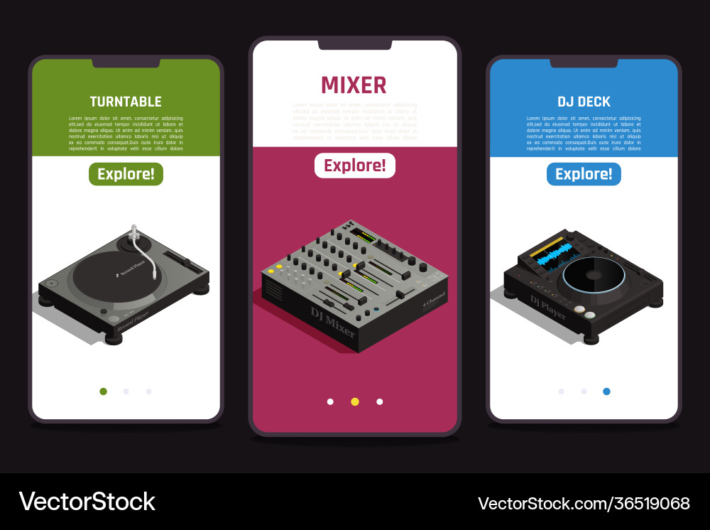 Dj tools isometric set Royalty Free Vector Image