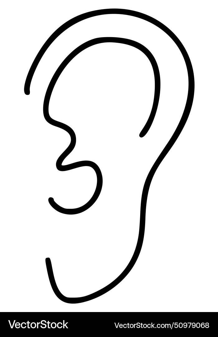Ear hearing line icon outline sign Royalty Free Vector Image
