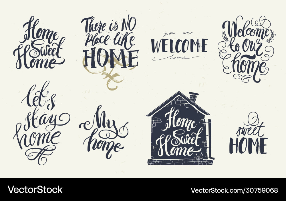 Home and welcome decor quotes signs set isolated Vector Image