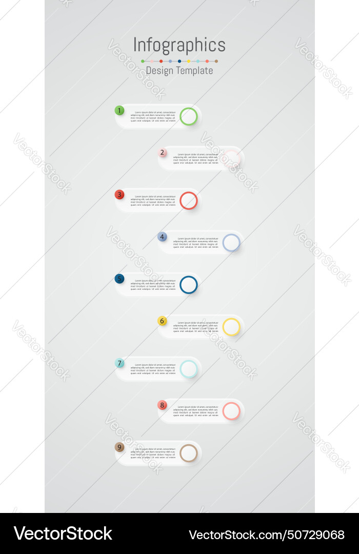 Infographic 9 options design elements Royalty Free Vector