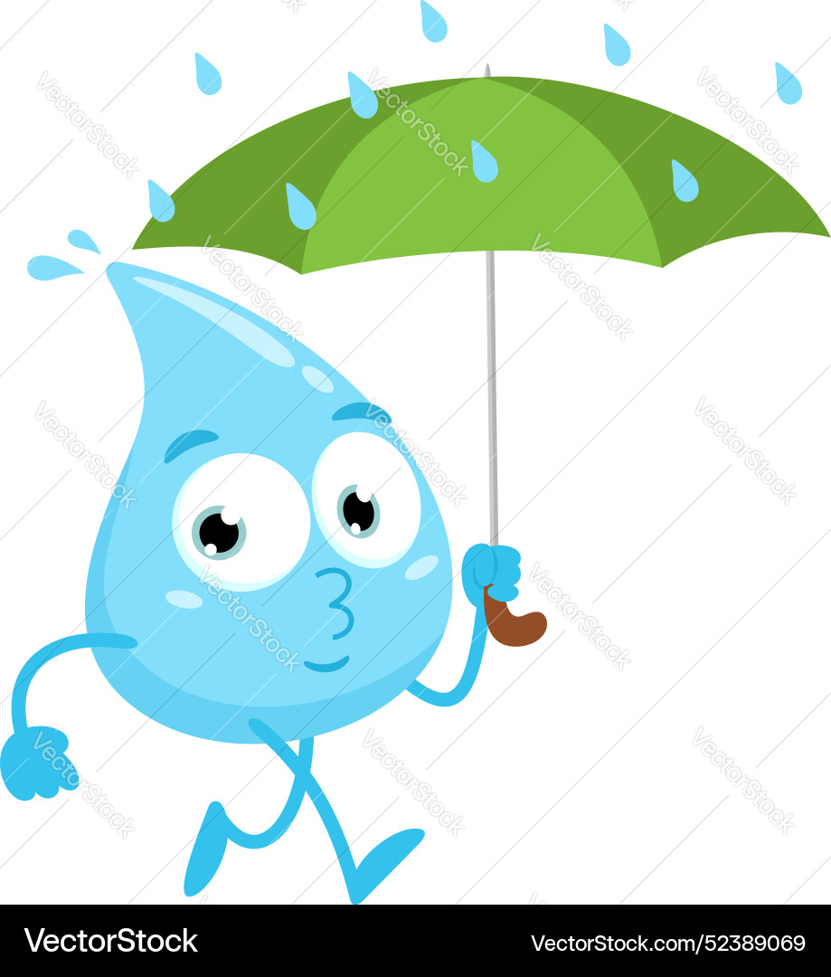 Blue water drop cartoon character Royalty Free Vector Image