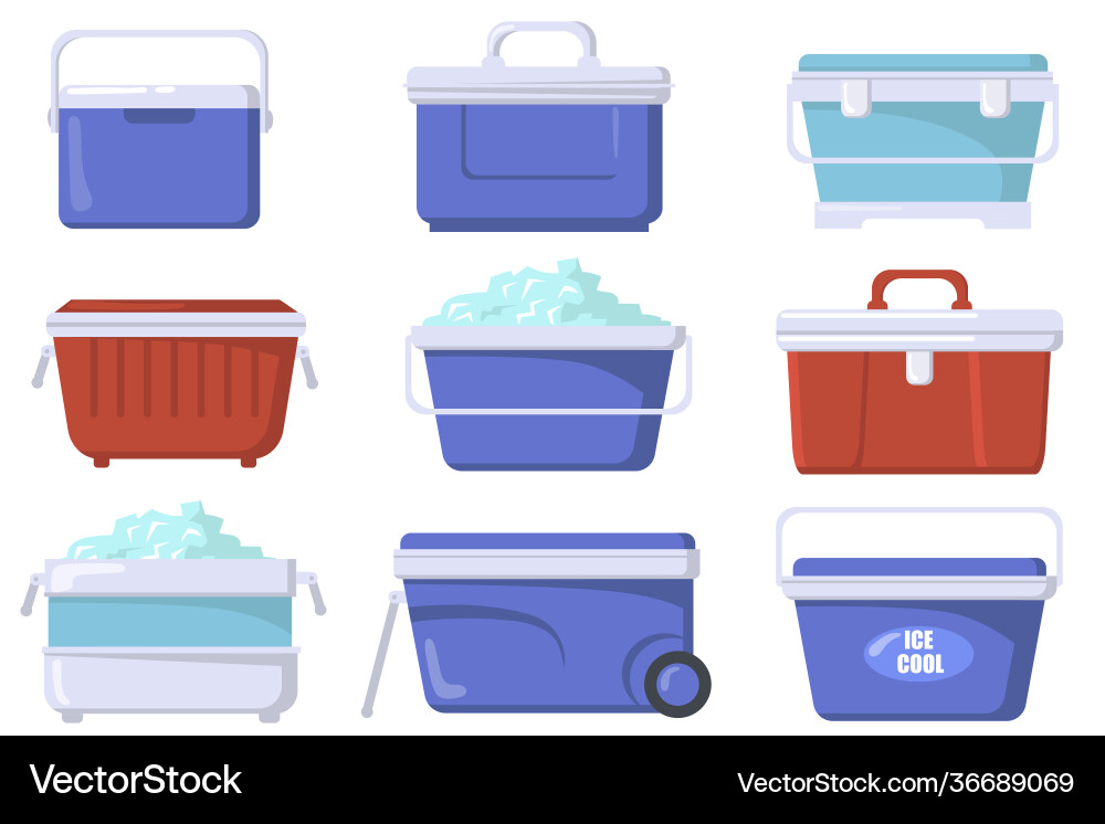 Ice Cooler Boxes Set Royalty Free Vector Image