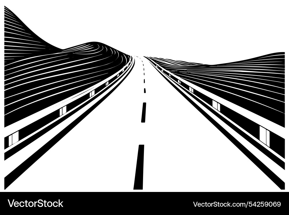 Simple road hand drawn ink sketch highway Vector Image