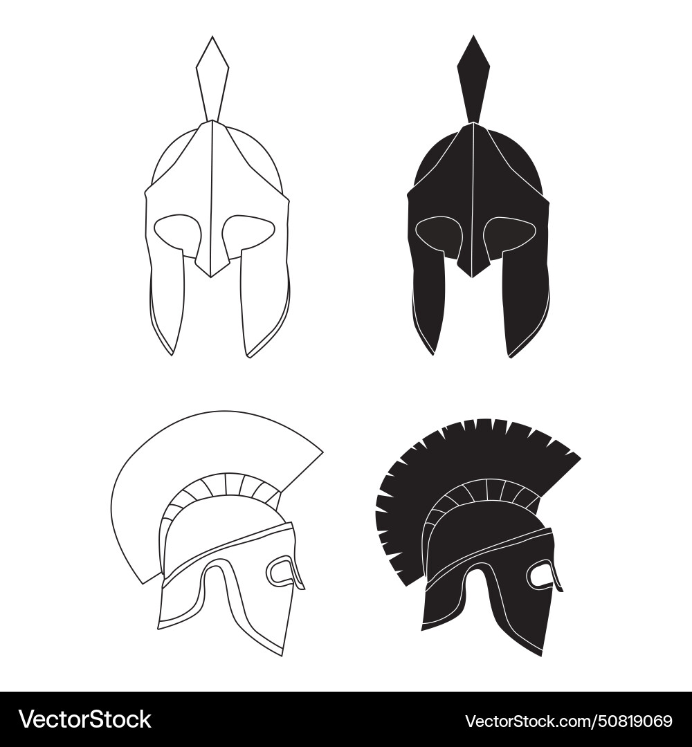 Spartan helmet line icon Royalty Free Vector Image