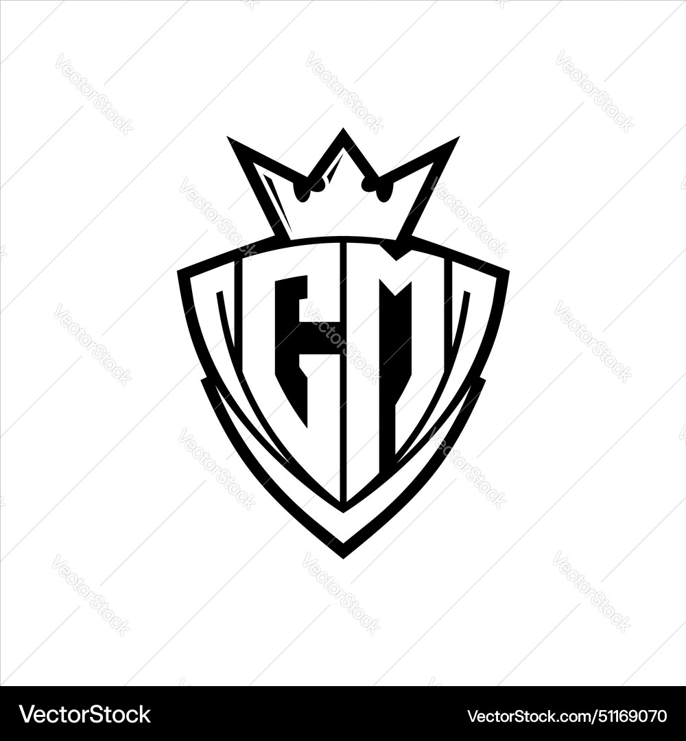 Cm letter logo with sharp triangle shield shape Vector Image