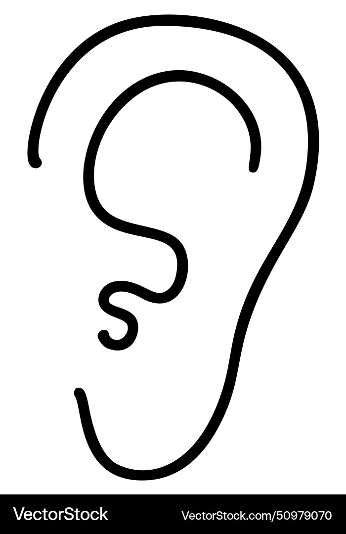 Ear hearing line icon outline sign Royalty Free Vector Image