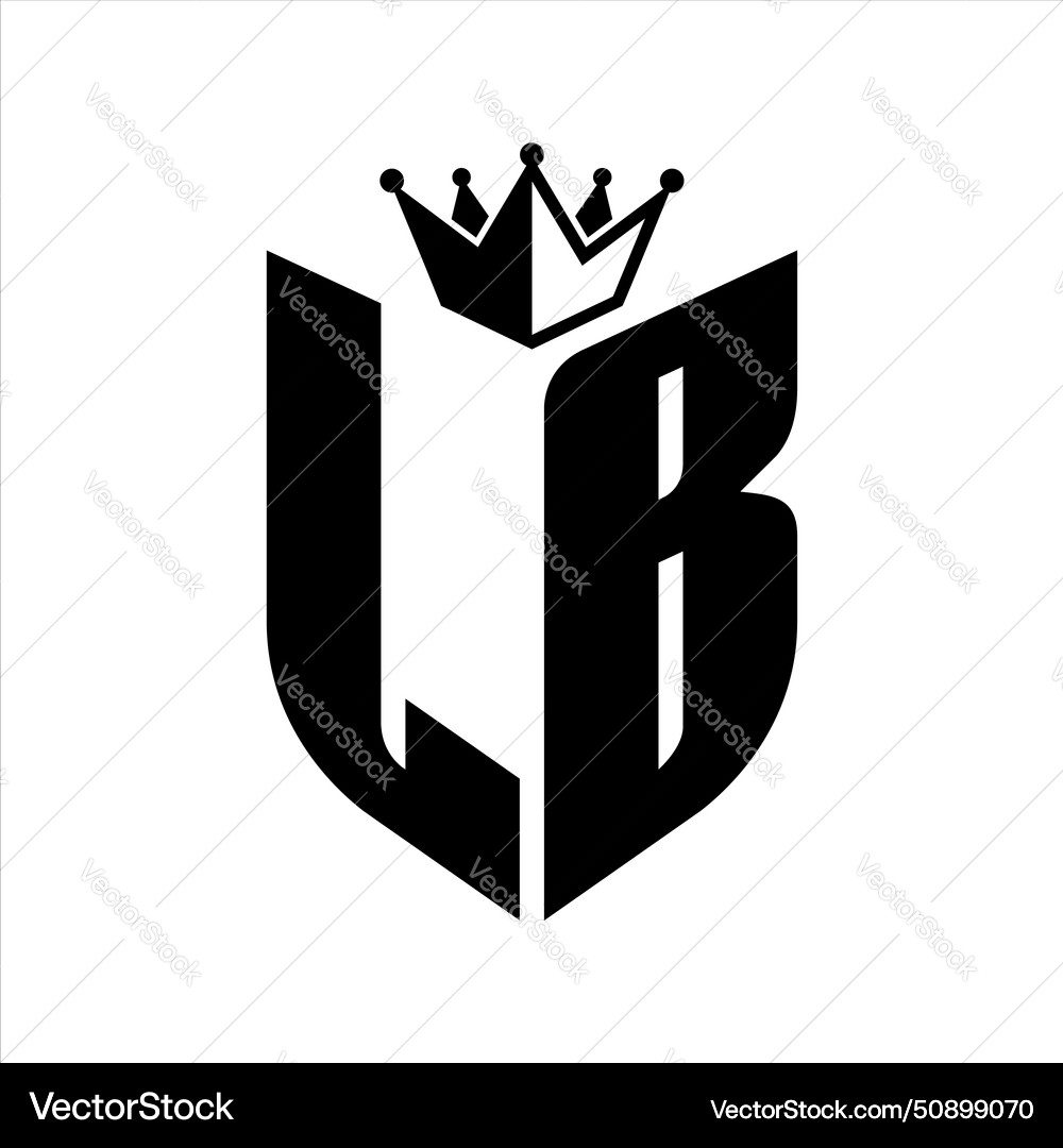 Lb letter monogram with shield shape crown Vector Image