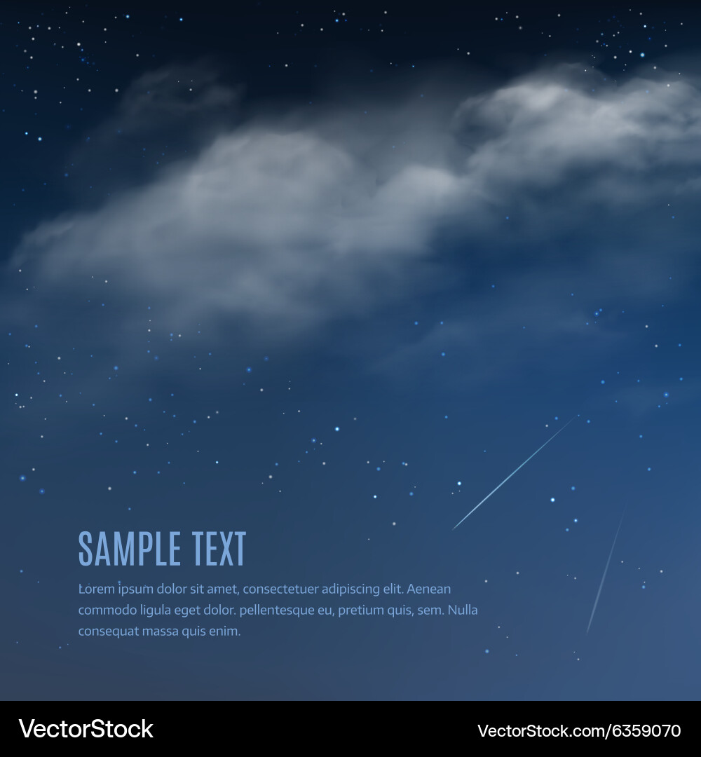 Night Sky with Clouds and Stars Royalty Free Vector Image