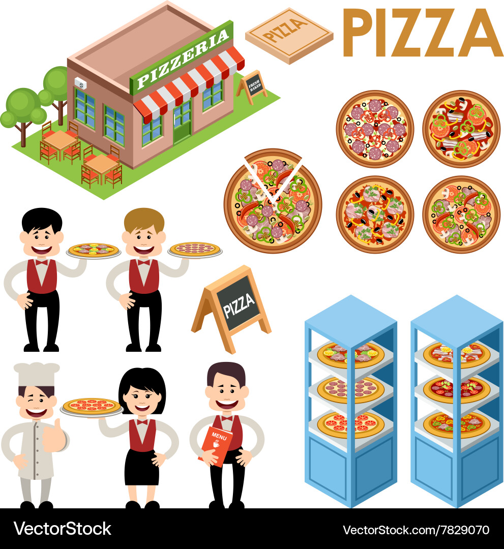 Pizza set Royalty Free Vector Image - VectorStock