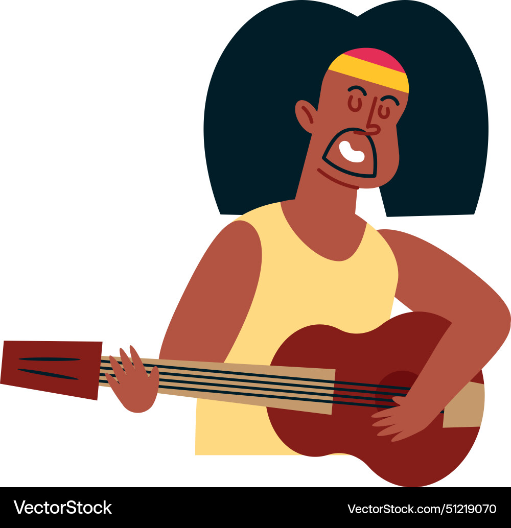 Reggae man playing guitar Royalty Free Vector Image