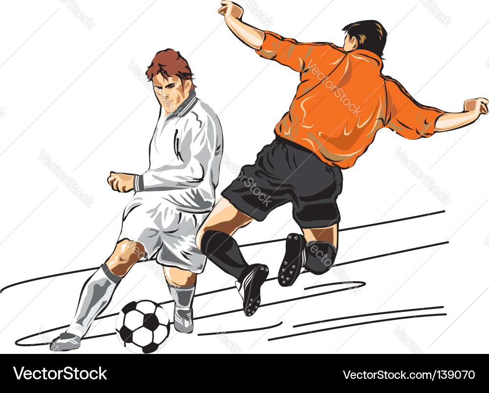 Two players in football Royalty Free Vector Image