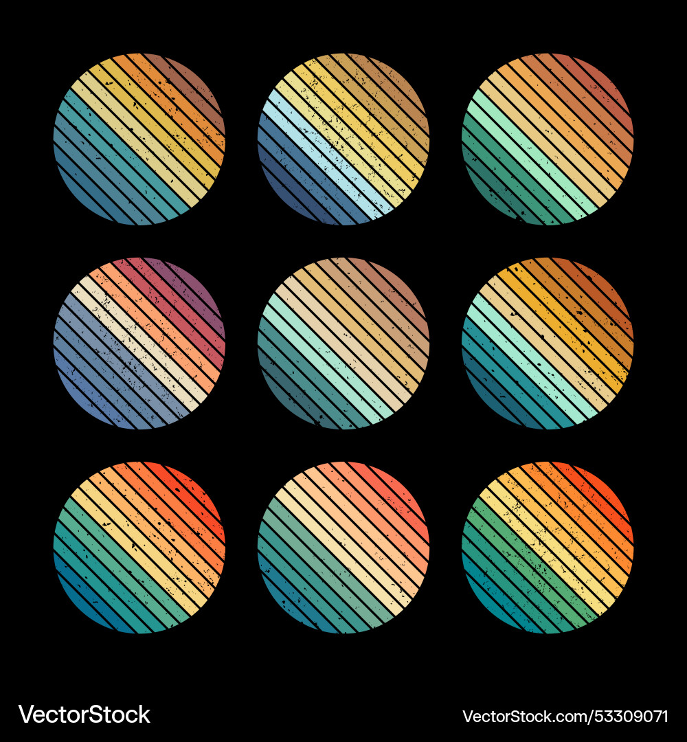 A set of retro vintage sunset shape Royalty Free Vector