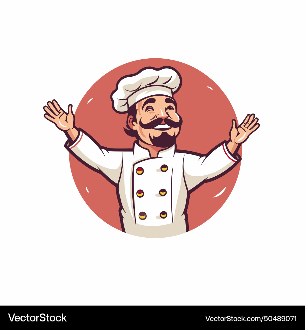 Chef man cartoon character on a white background Vector Image