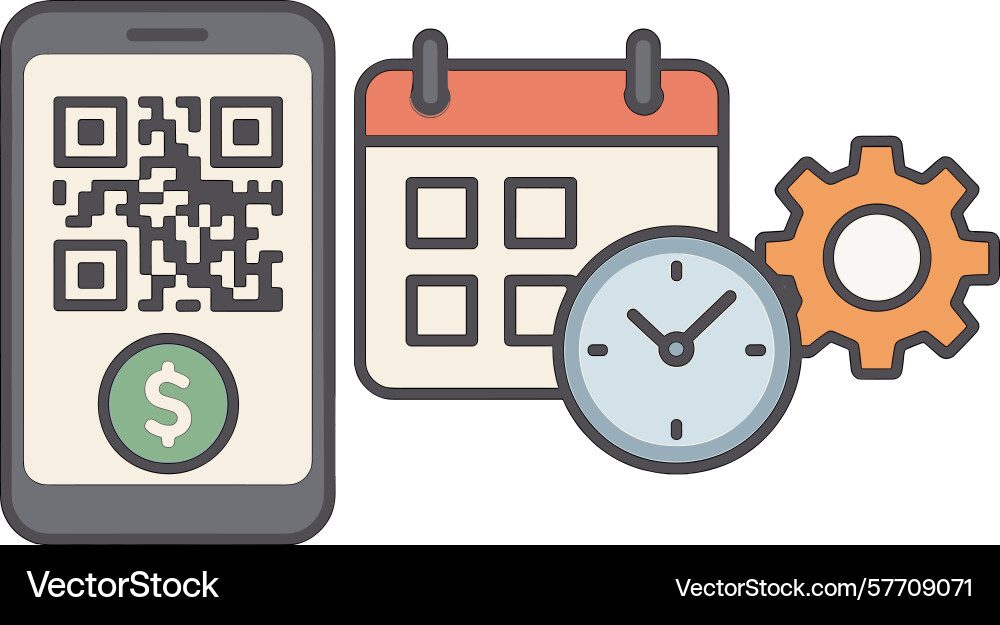 Mobile phone with qr code and dollar symbol Vector Image
