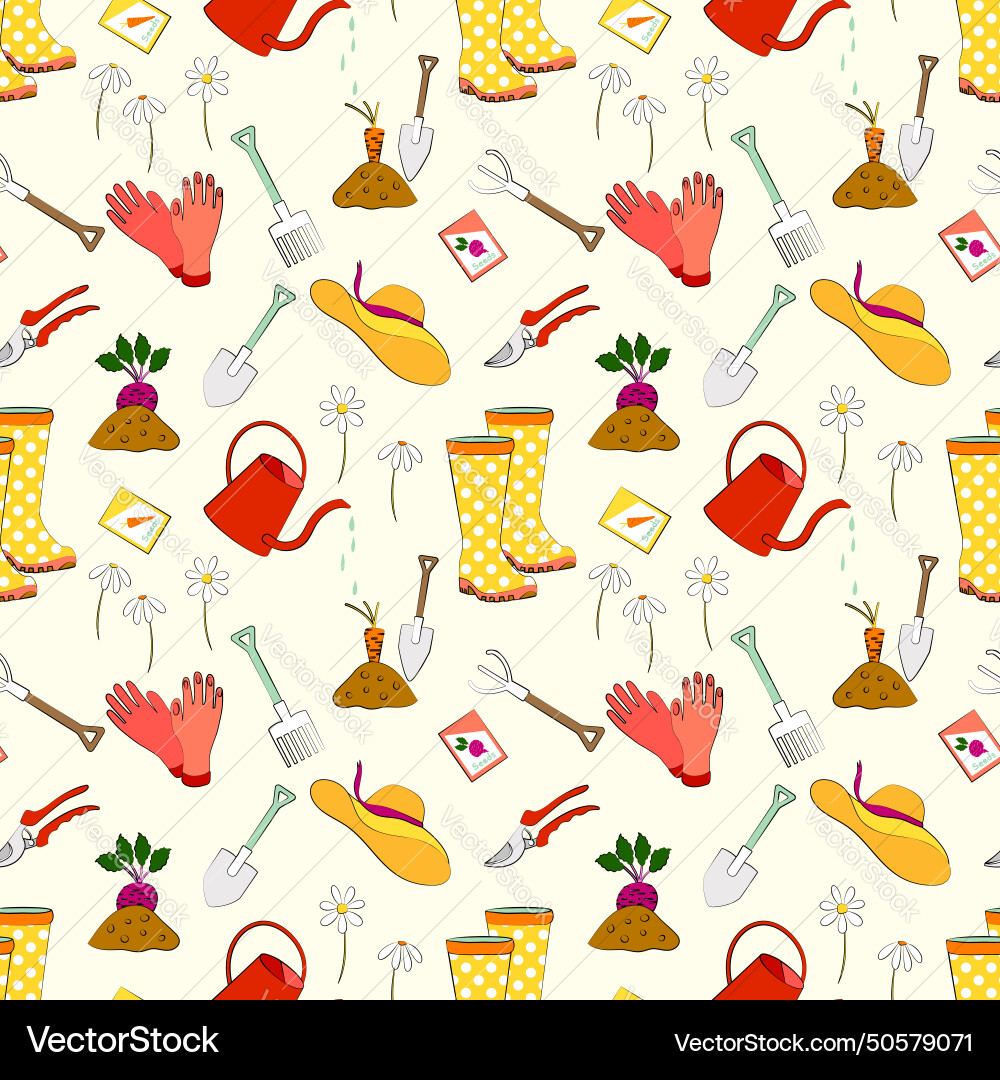 Spring Garden Tool Pattern Royalty Free Vector Image