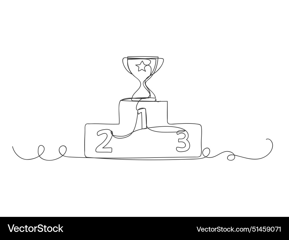 Winner stage podium continuous one line art Vector Image