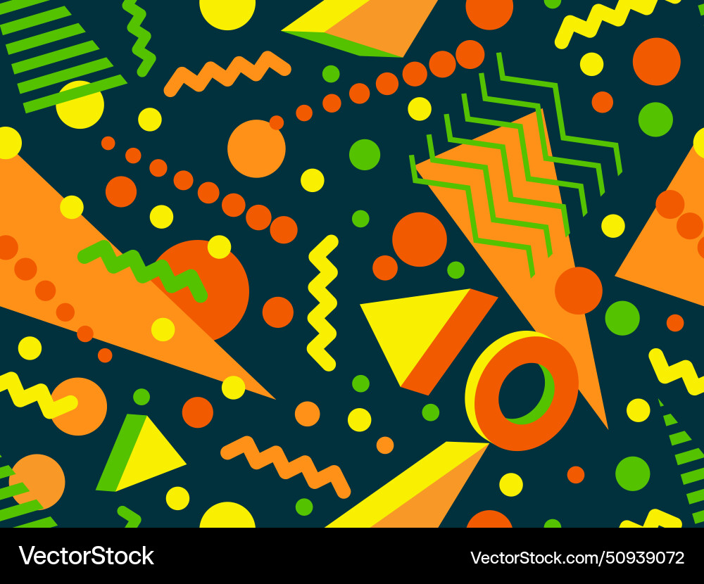 Geometric seamless pattern with 3d shapes Vector Image