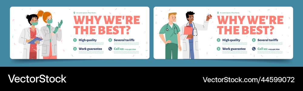Medical center or lab promo flyer template set Vector Image