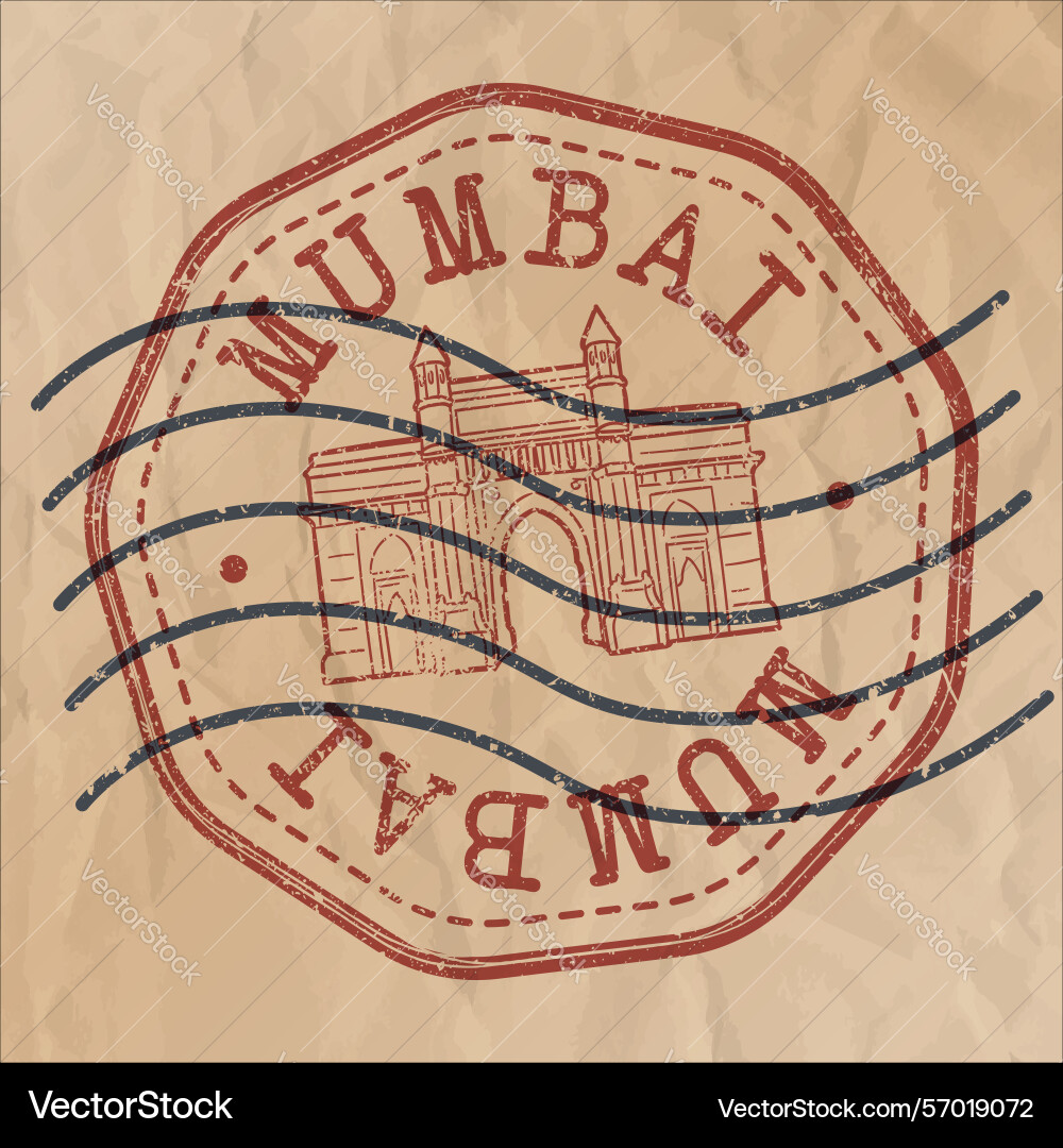 Mumbai maharashtra india stamp Royalty Free Vector Image