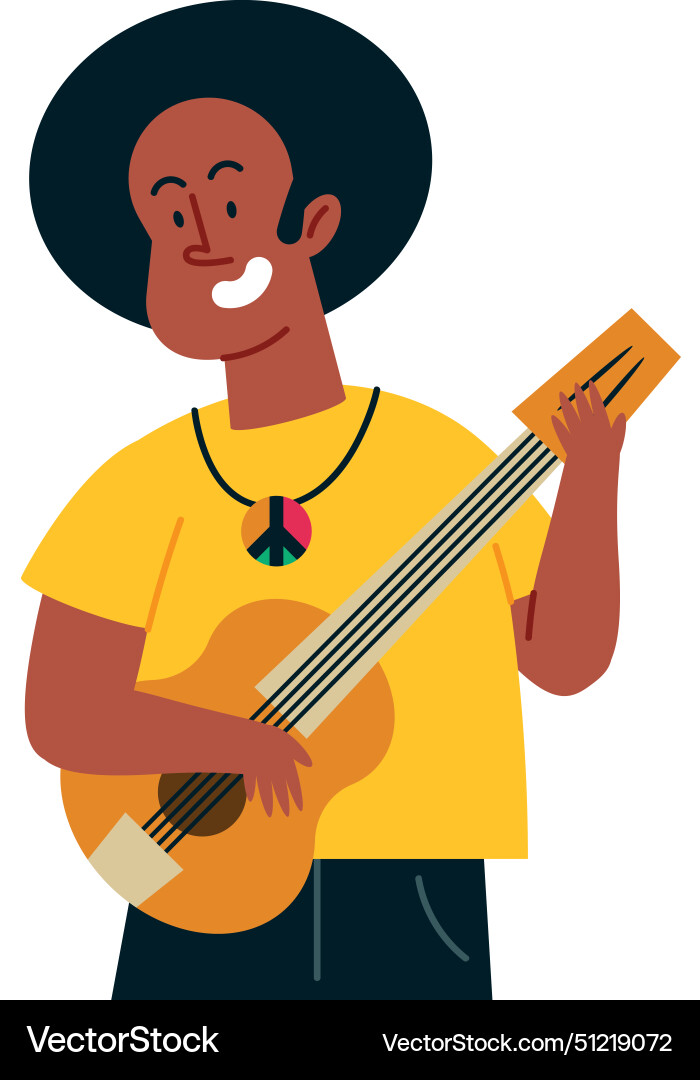 Reggae man with guitar Royalty Free Vector Image