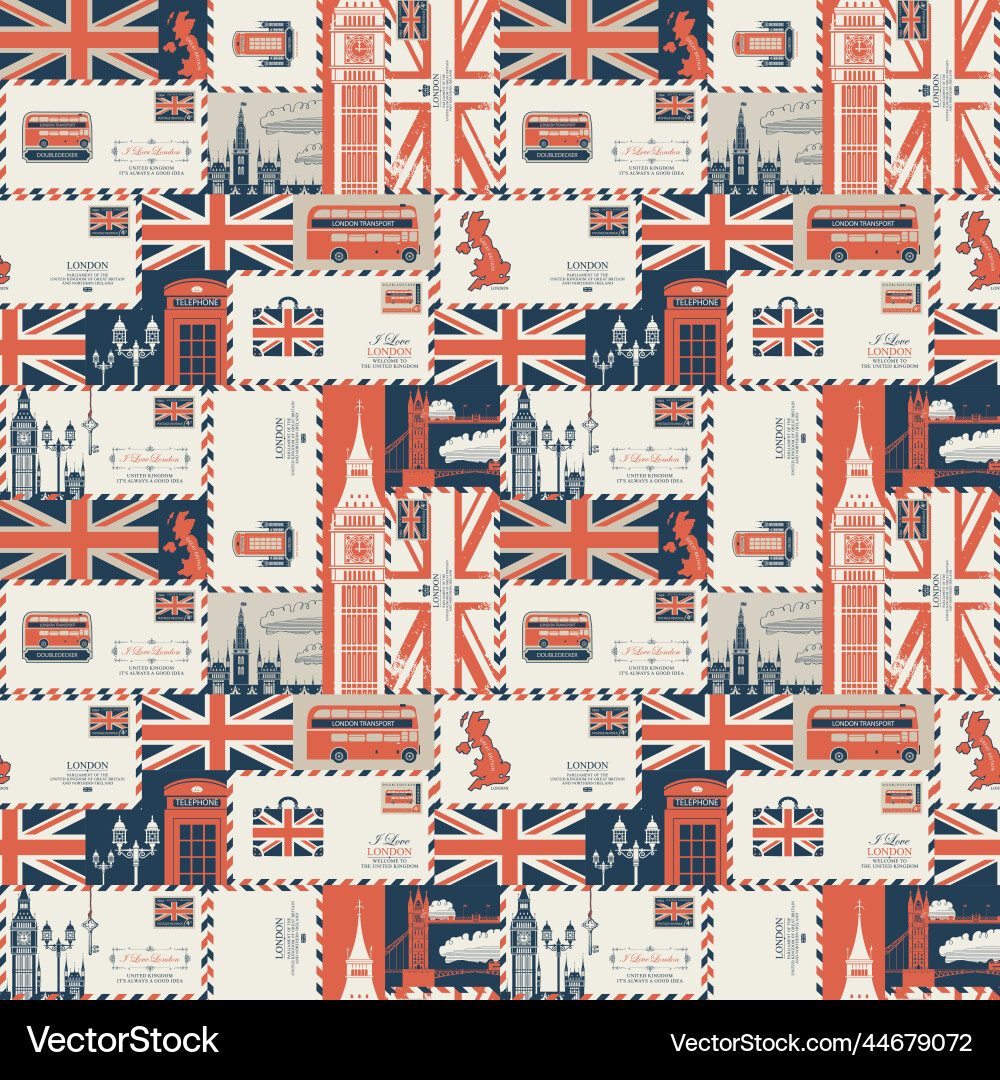 Seamless background on uk and london theme Vector Image