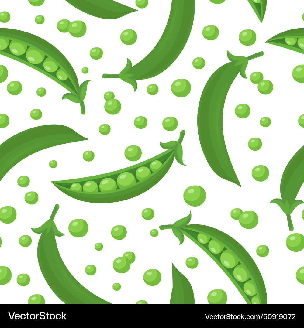 Seamless pattern with flat green pea pod Vector Image
