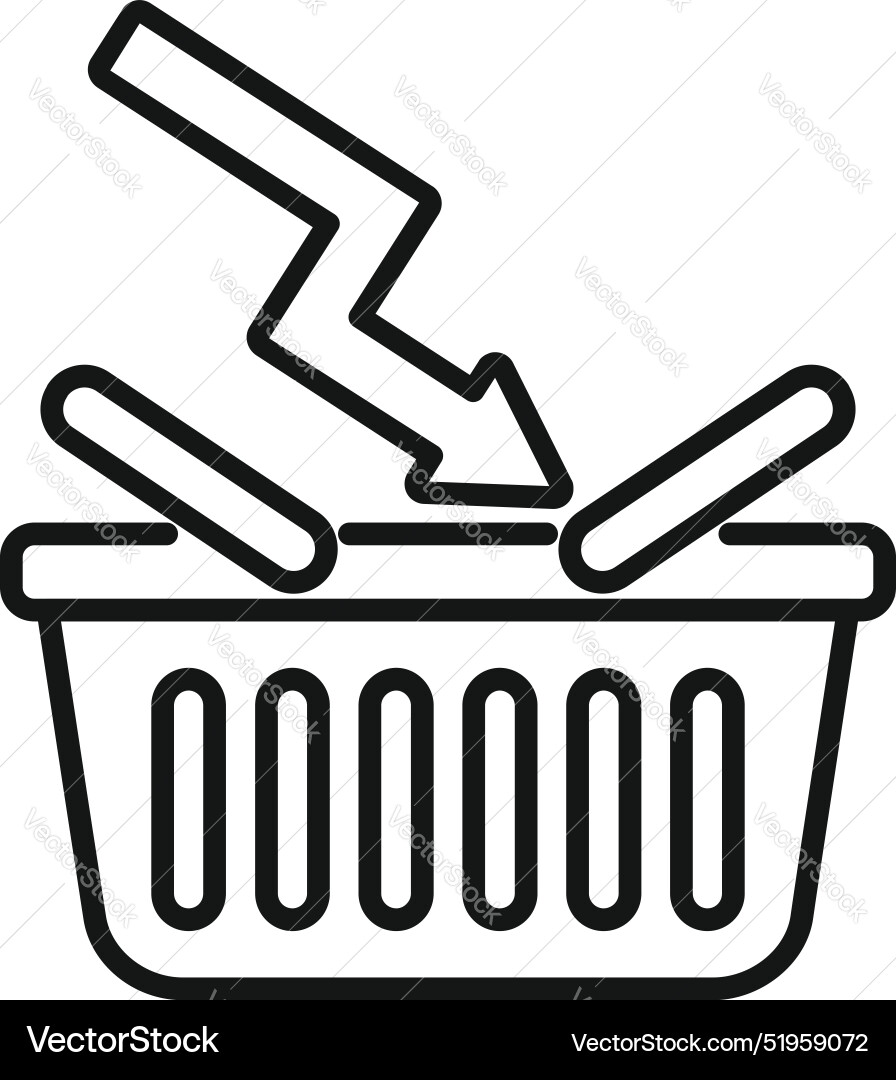 Shopping cart receiving lightning strike icon Vector Image