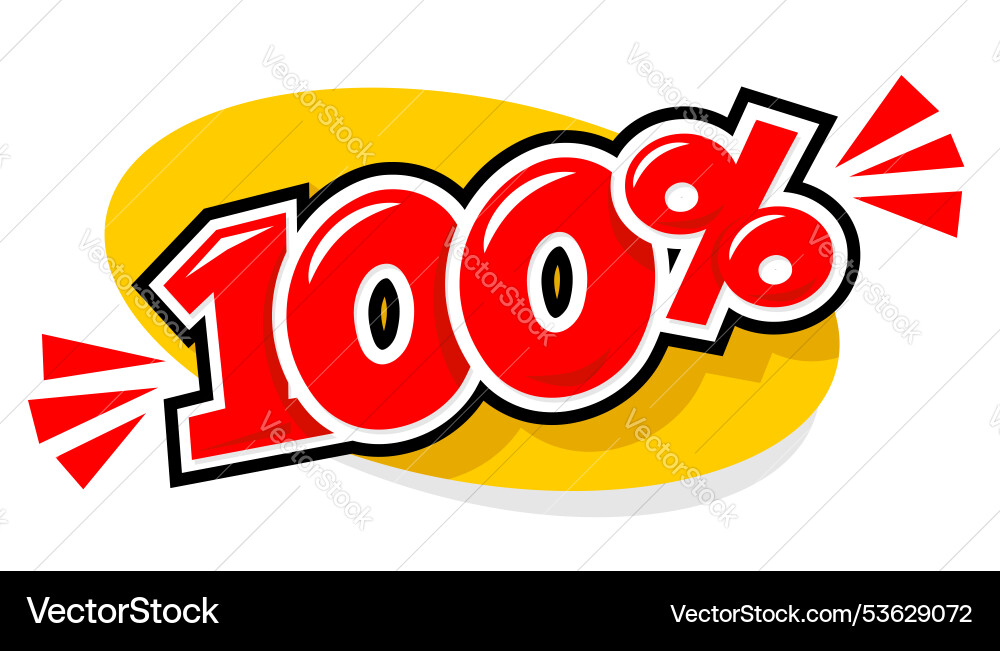 Speech bubble 100 percent sign Royalty Free Vector Image