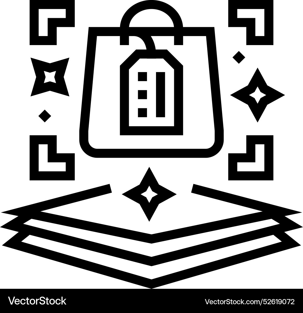 Swag bag virtual conference line icon Royalty Free Vector