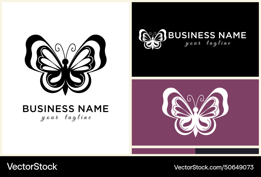 Butterfly line logo template Royalty Free Vector Image